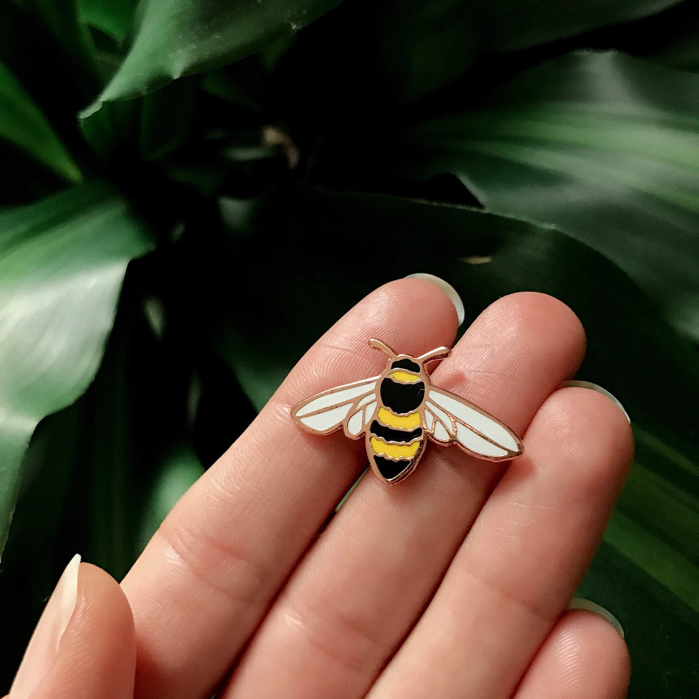 Honeybee Enamel Pin – Lavender Pond Farm